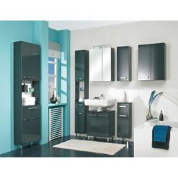 Badm&ouml;bel-Set &raquo;Quickset 311 7-teilig, Waschbeckenunterschrank und LED-Spiegelschrank&laquo; Set, 7 Stk. tlg. schwarz Holzwerkstoff B/H/T: 200cmcm x 33cmcm