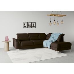 Sit & More sit&more Ecksofa &raquo;Sinatra L-Form&laquo; mit Ottomane, optional mit Kopfteilverstellung und Armteilfunktion braun 100% Polyester B/H/T: 251cm x 85cm x 220cm,