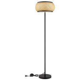 Globo LIGHTING Stehlampe &raquo;BAMBORA&laquo; LED-Modul 1 Stk. Stehleuchte schwarz Bambus LED CCT Fu&szlig;schalter Memory 1, &Oslash; 38cm H: 146,1cm, 1 Stk.