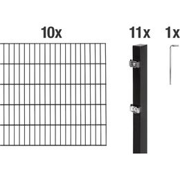 Alberts Doppelstabmattenzaun &raquo;Grundset&laquo; H&ouml;he: 80-200 cm, Gesamtl&auml;nge: 4-30 m, zum Einbetonieren Stahl H/L: 140cm x 20m