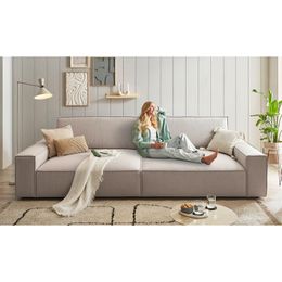 OTTO home Big-Sofa &raquo;SHERWOOD XXL Leinenoptik, Big-Sofa (316cm), extra tief (95 cm)&laquo; bequemer Sitzkomfort, Cord u. Leinenoptik, Kedernaht beige 100% 