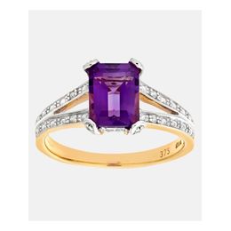 Diamant L'&eacute;ternel Ring aus 375 Gelbgold mit Diamant mit Amethyst | Gr.: 54