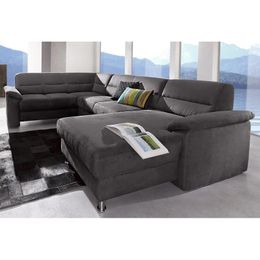 Sit & More sit&more Wohnlandschaft &raquo;Top Ascara U-Form&laquo; inklusive Boxspring/Federkern-Polsterung, wahlweise mit Schlaffunktion grau NaturLeder in Sitz und R&uuml;cken,