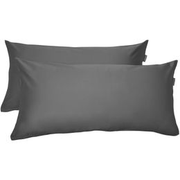Schiesser Kissenh&uuml;lle &raquo;Ella Premium Kissenh&uuml;llenset aus feinstem Baumwollsatin, 40x80 cm&laquo; Made in Green grau Satin, Baumwollsatin B/L: 40cm x 80cm, 2 Stk., 