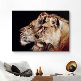 Reinders Wandbild &raquo;Wandbild L&ouml;we und L&ouml;win Raubtier - L&ouml;wenkopf - Seitenportr&auml;t&laquo; L&ouml;wen 1 Stk. tlg. braun MDF B/H/T: 140cm x 100cm, L&ouml;wen, 1 Stk.