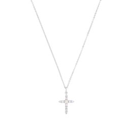 Amor Damen Kette mit Anh&auml;nger &raquo;Schmuck Geschenk, Kreuz&laquo; mit Zirkonia (synth.) - mit Wachsperle Silber 925 (Sterlingsilber), L: 45 B: 1mm