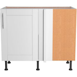 KOCHSTATION Eckunterschrank &raquo;KS-Ahus&laquo; Breite 100 x 65 cm wei&szlig; wei&szlig;, B/H/T: 100cm x 87cm x 58,4cm, T&uuml;ren: 1 Stk.