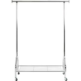 HAKU Garderobenst&auml;nder &raquo;Garderobe, Garderobenst&auml;nder, Kleiderst&auml;nder auf Rollen, Kleiderwagen&laquo; rechteckig - aus Metall Silber - B/T/H 120/50/165 cm 