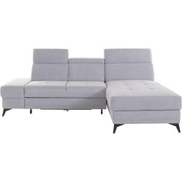 OTTO home Ecksofa &raquo;Cardiz L-Form&laquo; inkl.Kopfteilverstellung und Federkern wahlweise mit Schlaffunktion silber Webstoff (100% Polyester);Luxus-