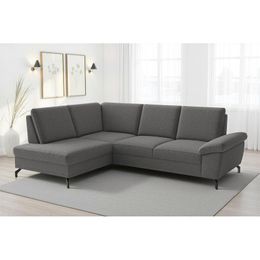 Sit & More sit&more Ecksofa &raquo;Chelsea L-Form, B: 264 cm, mit Armteil-& Sitztiefenverstellung&laquo; optional Schlaffunktion und Bettkasten grau 100% Polyester B/H/T: 