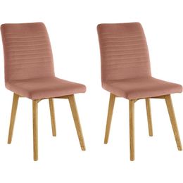 OTTO products Esszimmerstuhl &raquo;Alessja&laquo; (Set) 2 Stk.Bezug aus Microfaser, Gestell aus Eiche Massivholz braun Holzwerkstoff, Massivholz, Polyester B/H/T