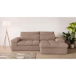 Home Affaire Ecksofa &raquo;ALVERIE mit Recamiere, moderne Steppung, Ma&szlig;e: B/T/H 274/203/106 cm&laquo; L-Form mit Wellenunterfederung, mit 4 R&uuml;ckenkissen, 