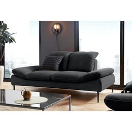 W.Schillig 2,5-Sitzer &raquo;enjoy&MORE&laquo; Sitztiefenverstellung, F&uuml;&szlig;e schwarz pulverbeschichtet, Breite 232 cm schwarz Chenille-Flachgewebe R66 (85% 
