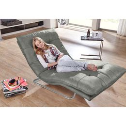 W.Schillig Relaxliege &raquo;daily dreams&laquo; in Waffelkissen-Optik, wahlweise mit Motor, Freischwingergestell grau Stoff S37 (100% Polyester) B/H/T: 95cm x 