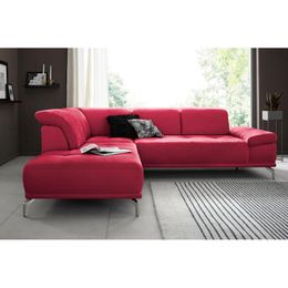 OTTO home Ecksofa &raquo;Caluna&laquo; Inkl.Sitztiefenverstellung, wahlweise mit Kopf- und Armteilverstellung rot Luxus-Microfaser Vintageoptik (100% Polyester);