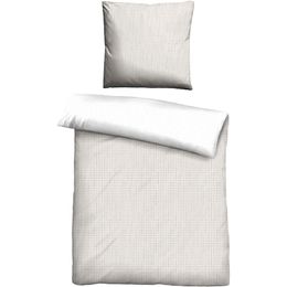 Biberna Wendebettw&auml;sche &raquo;Combinate in Gr. 135x200, 155x220 oder 200x200 cm&laquo; 2 Stk. Bettw&auml;sche aus Baumwolle, zeitlose Bettw&auml;sche mit Wendeoptik grau Mako-