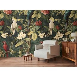 Livingwalls living walls Fototapete &raquo;The Wall 4 Flowers &ndash; Tropischer Dschungel mit V&ouml;geln Vlies-Fototapete&laquo; botanisch floral matt leicht strukturiert Tropischer 