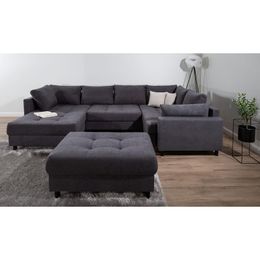 Collection AB Wohnlandschaft &raquo;Toni U-Form, B: 298 cm&laquo; Set: Sofa & Hocker, 2 Zierkissen, Federkern 100%Polyester B/H/T: 298cm x 44cm x 203cm, 