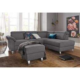 Sit & More sit&more Ecksofa &raquo;Arngast L-Form&laquo; inklusive Kopfteilverstellung und Federkern grau B/H/T: 245cm x 84cm x 194cm, Luxus-Microfaser ALTARA NUBUCK , 