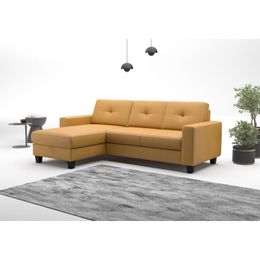 OTTO home Ecksofa &raquo;Varese&laquo; wahlweise mit Schlaffunktion und Bettkasten beige B/H/T: 239cm x 91cm x 164cm, NaturLEDER Stoff, Recamiere links, ohne 