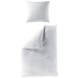 Bierbaum Bettw&auml;sche &raquo;Senci in 135x200 oder 155x220 cm&laquo; 2 Stk. Uni Optik mit feinem Fischgr&auml;tmuster, pflegeleicht, 100% Baumwolle silber Biber, 