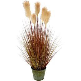 I.GE.A. Kunstpflanze &raquo;Pampasgras&laquo; Im Metalltopf beige Polyester B/H/L: 40cm x 105cm x 40cm, 1 Stk.