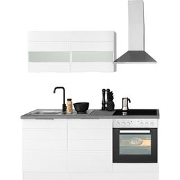 KOCHSTATION K&uuml;chenzeile &raquo;KS-Luhe&laquo; 180 cm breit, wahlweise mit oder ohne E-Ger&auml;ten, gefr&auml;ste MDF-Fronten wei&szlig; B/H/T: 180cm x 60cm, ohne E-Ger&auml;te