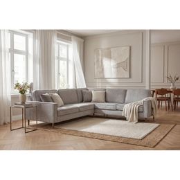 OTTO home Ecksofa &raquo;Pinto Skandi, 290 cm, Chenille, Struktur, Ottomane links / rechts&laquo; mit Keder, Massivholzf&uuml;&szlig;e Eiche ger&auml;uchert, Wellenunterfederung 