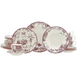 Creatable Kombiservice &raquo;Adelaide, Service 20-tlg.&laquo; Nostalgischer Vintage Dekor, Elegante Form wei&szlig; Porzellan 20
