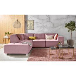 OTTO home Ecksofa &raquo;Sapporo L-Form&laquo; wahlweise Schlaffunktion oder Sitztiefenverstellung, Federkern rosa Struktur fein (100% Polyester);Luxus-Microfaser