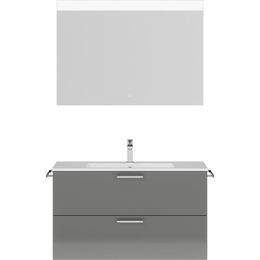 Nobilia Badm&ouml;bel-Set &raquo;Tolvina&laquo; vormontiert, mit Soft-Close, 2 Stk. tlg. grau B/H/T: 101cmcm x 169cmcm x 48,7cmcm, Griffe edelstahlfarbig