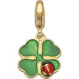 Firetti Damen Charm-Einh&auml;nger &raquo;Schmuck Geschenk Gold 375 Anh&auml;nger Charms Kleeblatt Marienk&auml;fer&laquo; mit Lack bunt Einheitsgr&ouml;&szlig;e