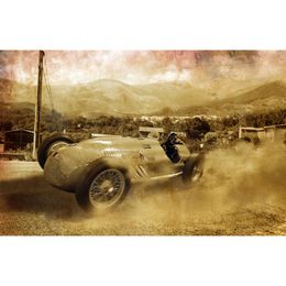 papermoon Fototapete &raquo;VINTAGE OLDTIMER-AUTO AUTOS RETRO RENNWAGEN RACING CARS&laquo; bunt Vlies B/L: 4m x 2,6m, Bahnen: 8 Stk.