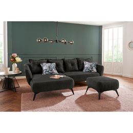 Home Affaire Ecksofa &raquo;Baggio romantische Polsterecke, bequem, Breite 277 cm, L-Form&laquo; Zierkissen inklusive, schwarze Metallf&uuml;&szlig;e grau B/H/T: 277cm x 