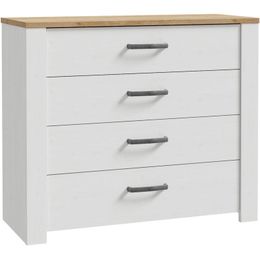 FORTE Kommode &raquo;Bohol&laquo; B/H/T 101,4/87/42 cm, 4 Schubk&auml;sten wei&szlig; Spanplatte B/H/T: 101,4cm x 87cm x 42cm, 4 Stk.