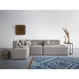 Home Affaire Ecksofa &raquo;Sundstrup L-Form&laquo; Modulserie, individuelle Zusammenstellung grau 100% Polyester B/H/T: 303cm x 76,5cm x 93cm, Samtoptik, 