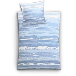 Kleine Wolke Bettw&auml;sche &raquo;Ballade&laquo; 2 Stk. in Blaut&ouml;nen blau Mako-Satin, Obermaterial: 100% Baumwolle B/L: 155cm x 220cm, Mako-Satin, B/L: 80cm x 80cm, 2 Stk.