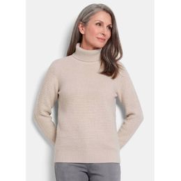GOLDNER Rollkragenpullover in Reiskornoptik in stein | Gr.: 38