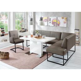 exxpo - sofa fashion Eckbank &raquo;Affogato, bequem und elegant, hochwertige Detailverarbeitung&laquo; Frei im Raum stellbar grau Kunstleder B/H/T: 157cm x 82cm 