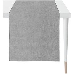 Apelt Tischl&auml;ufer &raquo;Stone&laquo; mit Kettelrand grau Leinen, Polyester B/L: 140cm x 46cm, 1 Stk., rechteckig