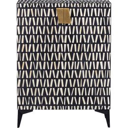 Woood Highboard &raquo;Menne Midi-Schrank mit Metallgriffen&laquo; Kommode im stilvollem Design, H 108 cm x B 81 cm schwarz Holz teilmassiv B/H/T: 81cm x 108cm x 