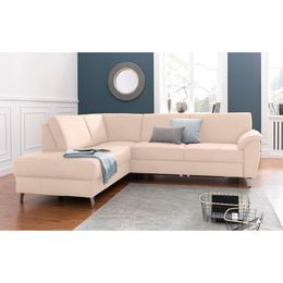 Sit & More sit&more Ecksofa &raquo;Texel L-Form&laquo; mit Federkern, wahlweise mit Schlaffunktion und Bettkasten beige Kunstleder SOFTLUX ;Luxus-Microfaser (100% Polyester)
