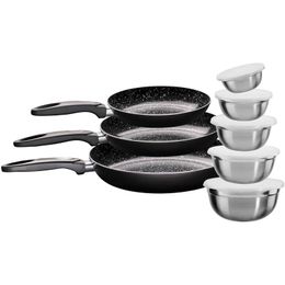 King Pfannen-Set &raquo;K&uuml;chenstart&laquo; Aluminium Set, 3 Pfannen, 5 Sch&uuml;sseln, 8 Stk. tlg. Induktion, Keramikbeschichtung schwarz &Oslash; 28cm