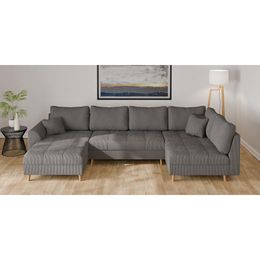 Home Affaire Wohnlandschaft &raquo;CHARRE U-Form mit Ottomane, Ma&szlig;e B/T/H: 310/161/81 cm&laquo; feine Steppung, lose R&uuml;cken- und Zierkissen, auch in Cord und 