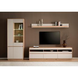 Home Affaire Wohnwand &raquo;Sonora, moderne Anbauwand, Komplettset in Kaschmir/Eiche&laquo; Komplett-Set, 3 Stk. tlg. beige Holzwerkstoff B/H/T: 292cmcm x 