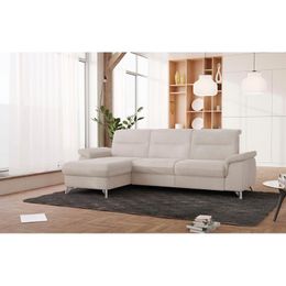 Sit & More sit&more Ecksofa &raquo;Astoria L-Form&laquo; wahlweise mit motorischer Relaxfunktion beige 100% Polyester B/H/T: 260cm x 91cm x 175cm, Flachgewebe, Recamiere 