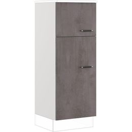 IMPULS K&Uuml;CHEN K&uuml;hlumbauschrank &raquo;"Prag", Breite/H&ouml;he: 60/147,5 cm&laquo; vormontiert, mit Dreht&uuml;ren grau Dekorfolie, Holzwerkstoff Space Grey, B/H/T: 60cm x 