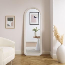 Salesfever Ganzk&ouml;rperspiegel &raquo;Bristol Spiegel, 160 cm hoch&laquo; Einzigartiger, abgerundeter Rahmen aus Kunstfell beige MDF, Polyester, Spiegelglas B/H/T: 