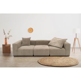 Home Affaire Big-Sofa &raquo;Gerrid&laquo; Cord-Bezug, bestehend aus Modulen: 2 Eck- und ein Mittelelement braun 100% Polyester B/H/T: 301cm x 69cm x 108cm, Cord