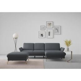 Sit & More sit&more Ecksofa &raquo;Fashion L-Form&laquo; wahlweise mit Kopfteilverstellung, Vorziehsitz, motorisch, Nickelf&uuml;&szlig;e grau B/H/T: 253cm x 84cm x 165cm, Soft clean, 